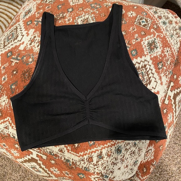 Colsie | Tops | Black Soft Ruched Front V Neck Full Back Bralette ...